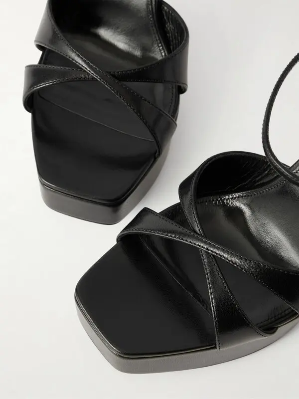 Saint Laurent Debbie Leather Platform Sandals