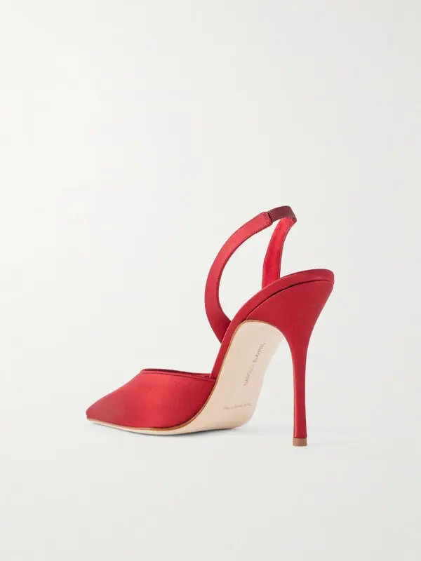 Manolo Blahnik Borelapla 105 Satin Slingback Pumps - Red