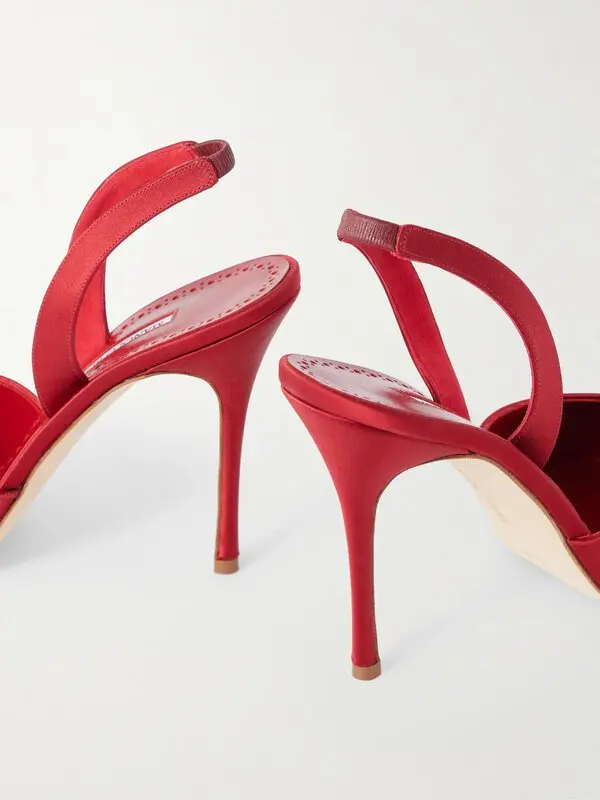 Manolo Blahnik Borelapla 105 Satin Slingback Pumps - Red