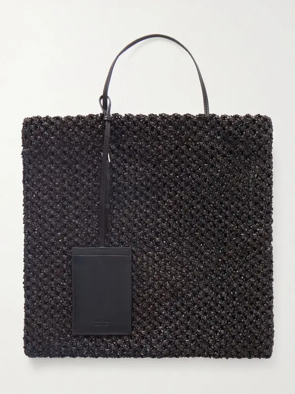 THE ROW Barn Mini Raffia Tote - Black