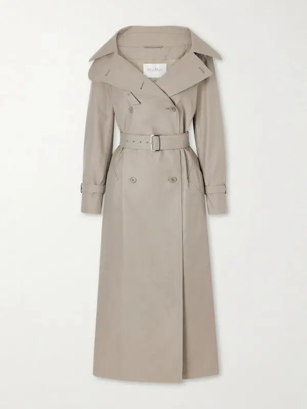 Max Mara Belted Cotton-gabardine Trench Coat - Gray