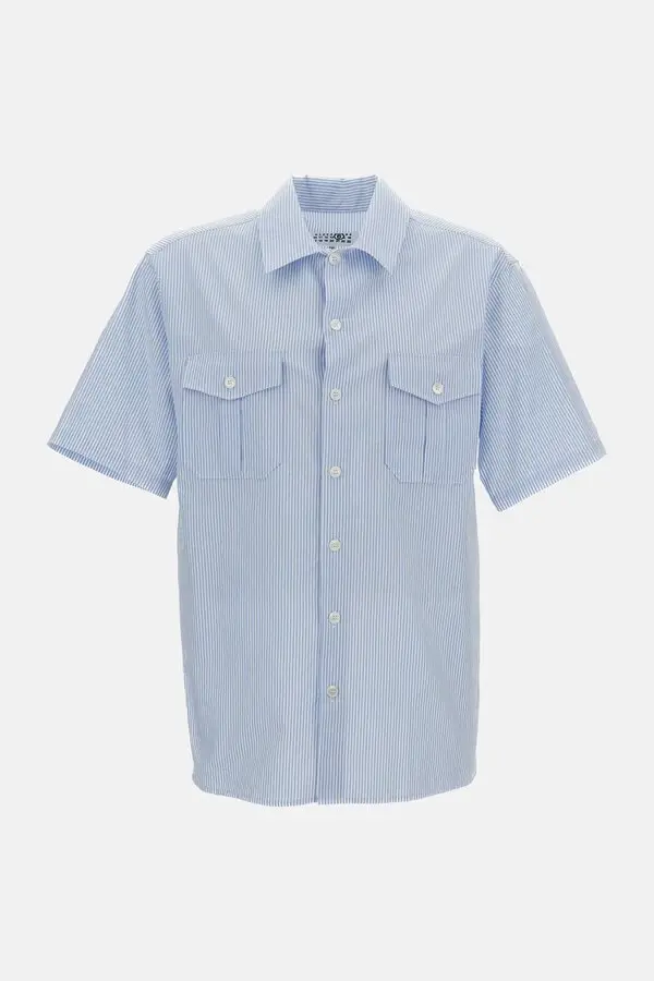 MAISON MARGIELA Striped Short-sleeve Shirt - Sky Blue
