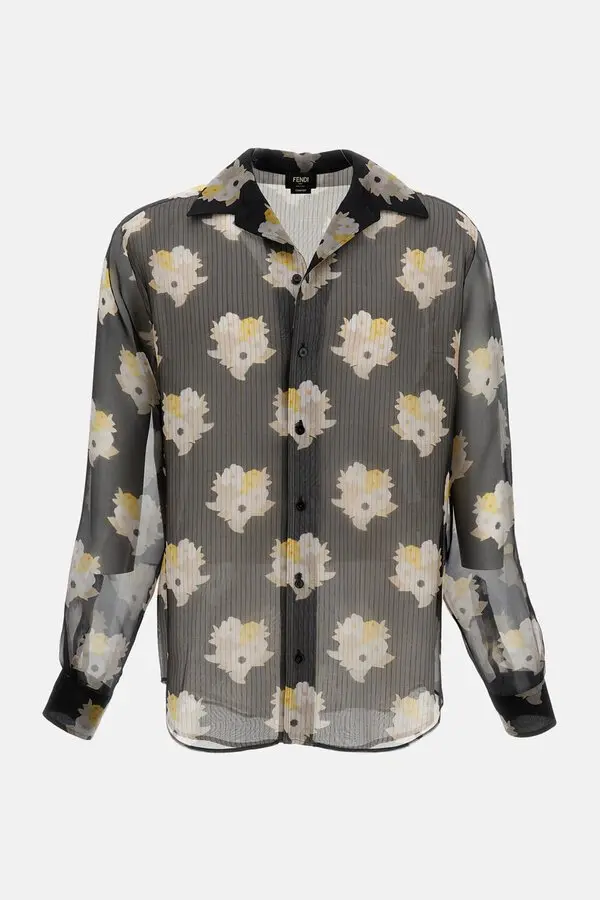 Fendi Double-layer Patterned Shirt - Black