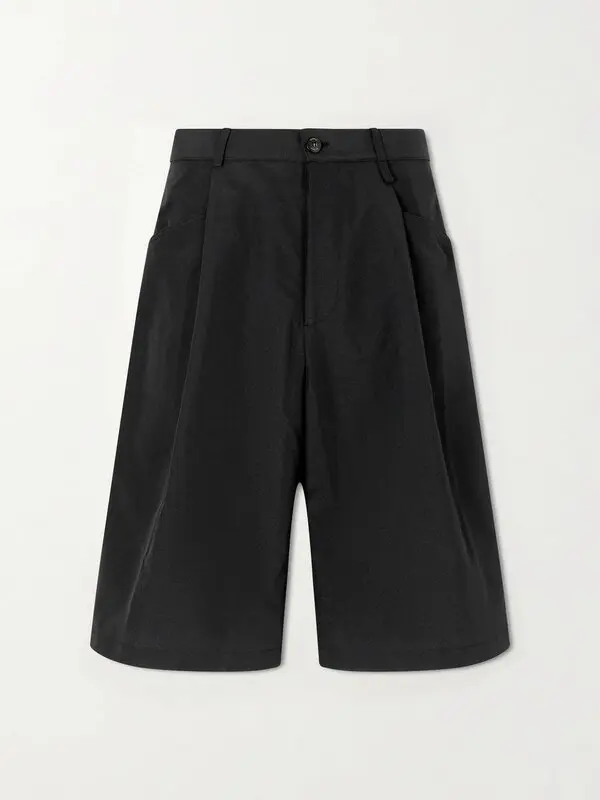 WILLY CHAVARRIA Chilango Straight-leg Pleated Woven Bermuda Shorts - Black