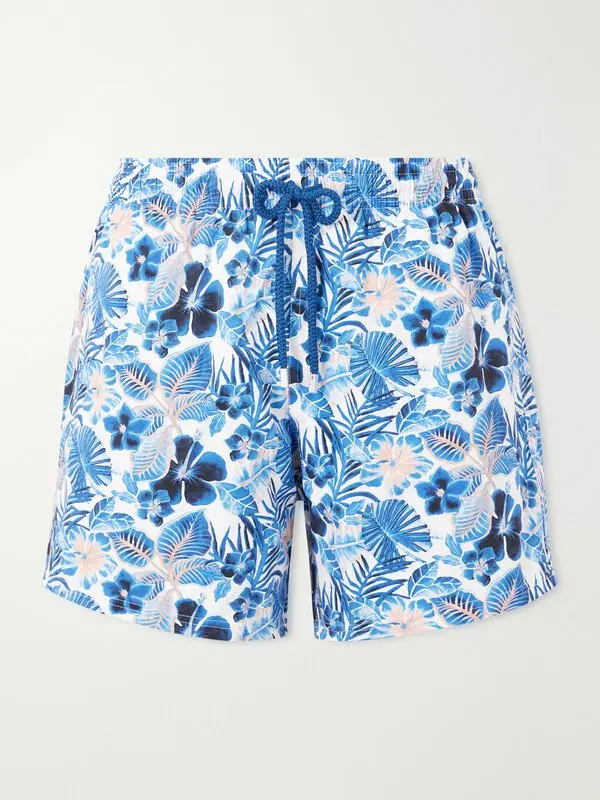 Vilebrequin Moorise Straight-leg Mid-length Printed Recycled Swim Shorts - Blue