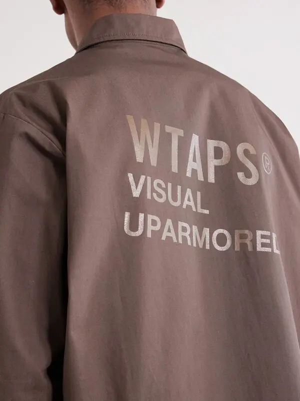 WTAPS Logo-print Cotton-blend Cordura® Overshirt - Brown