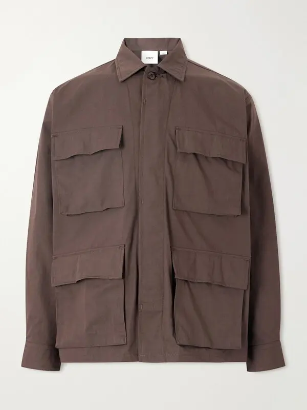 WTAPS Logo-print Cotton-blend Cordura® Overshirt - Brown