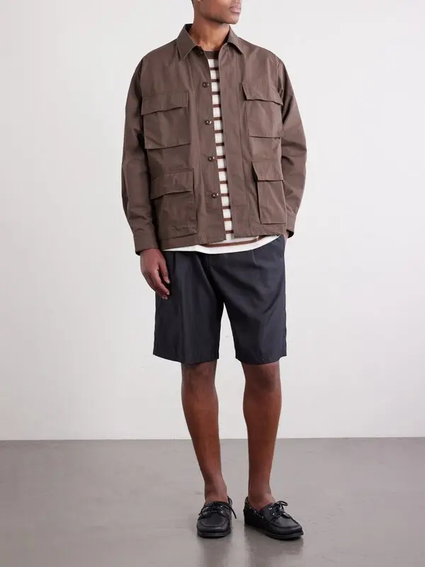 WTAPS Logo-print Cotton-blend Cordura® Overshirt - Brown