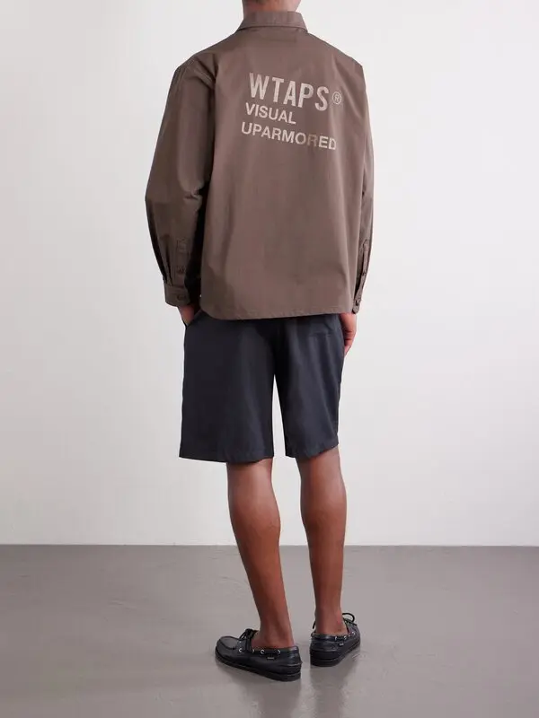 WTAPS Logo-print Cotton-blend Cordura® Overshirt - Brown