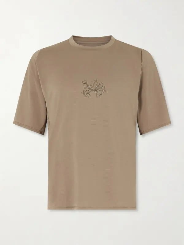 PORTAL Lateral Peak Logo-print Recycled-jersey T-shirt - Brown