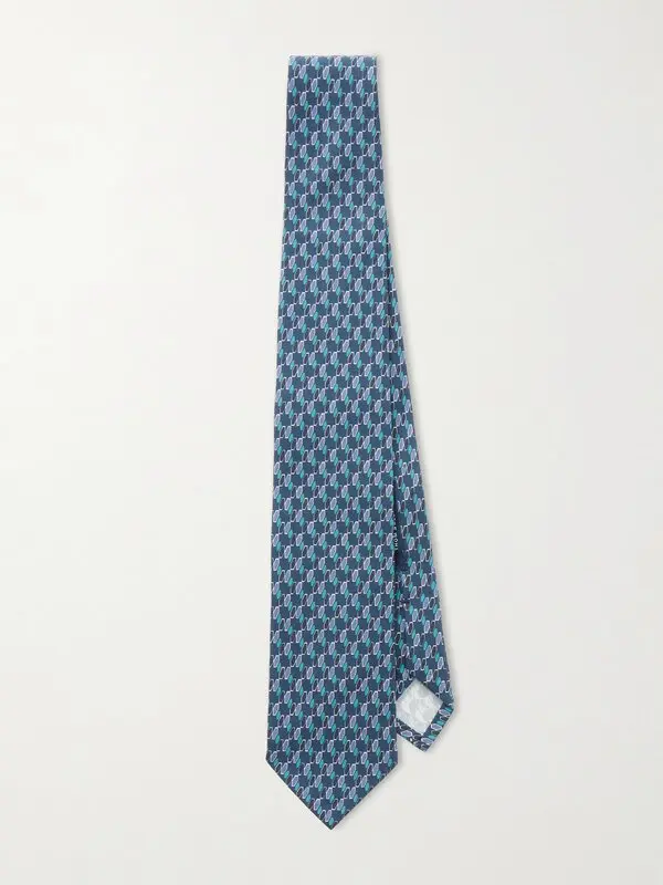 Thom Sweeney 8cm Printed Silk Neck Tie - Blue