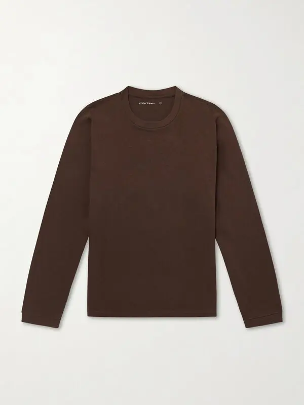 PORTAL Root Organic Cotton And Hemp-blend Jersey T-shirt - Brown