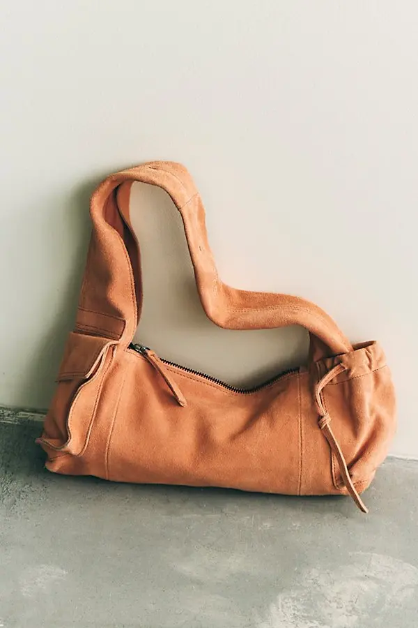 Free People Soto East West Suede Shoulder Bag - Coral Reef
