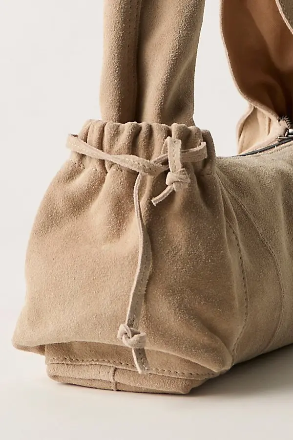 Free People Soto East West Suede Shoulder Bag - Mushroom