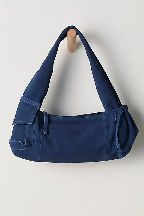 Free People Soto East West Suede Shoulder Bag - Navy