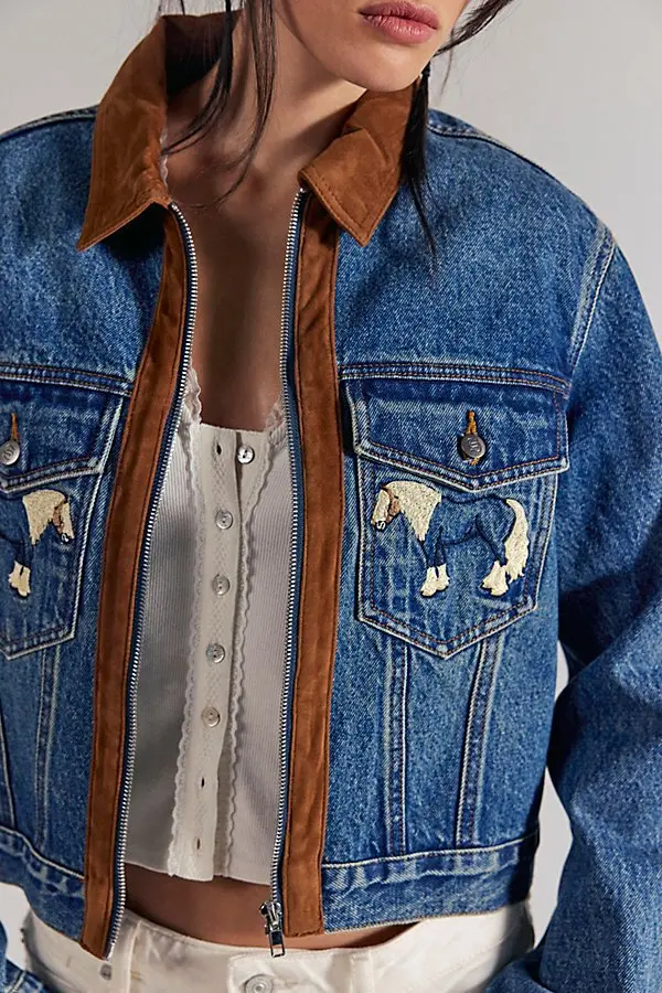 UNDERSTATED LEATHER Horsey Denim Jacket - Vintage Denim Blue
