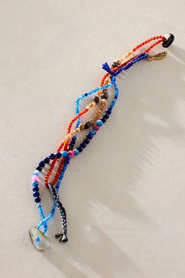 Free People Halo Stone Beaded Bracelet - Lapis Blue