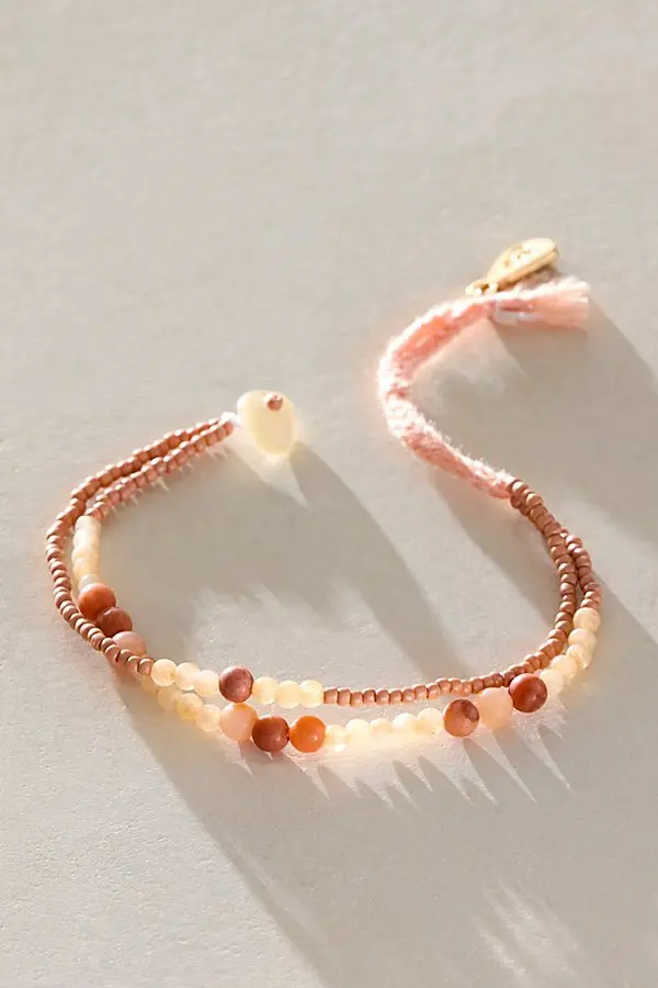 Free People Halo Stone Beaded Bracelet - Peach