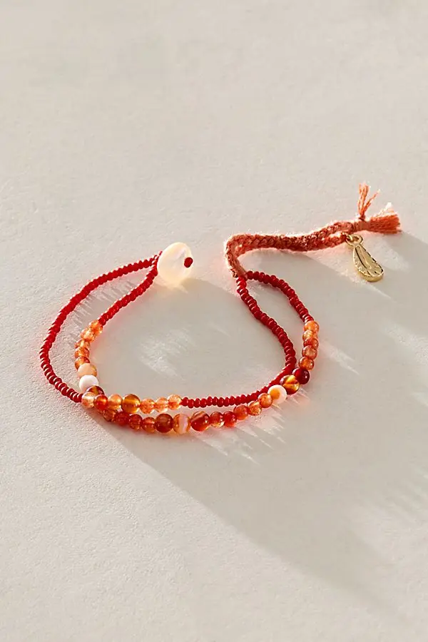 Free People Halo Semiprecious Stone Bracelet - Terracotta