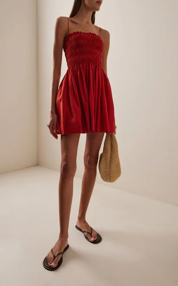 Matteau Shirred-bodice Mini Dress - Red