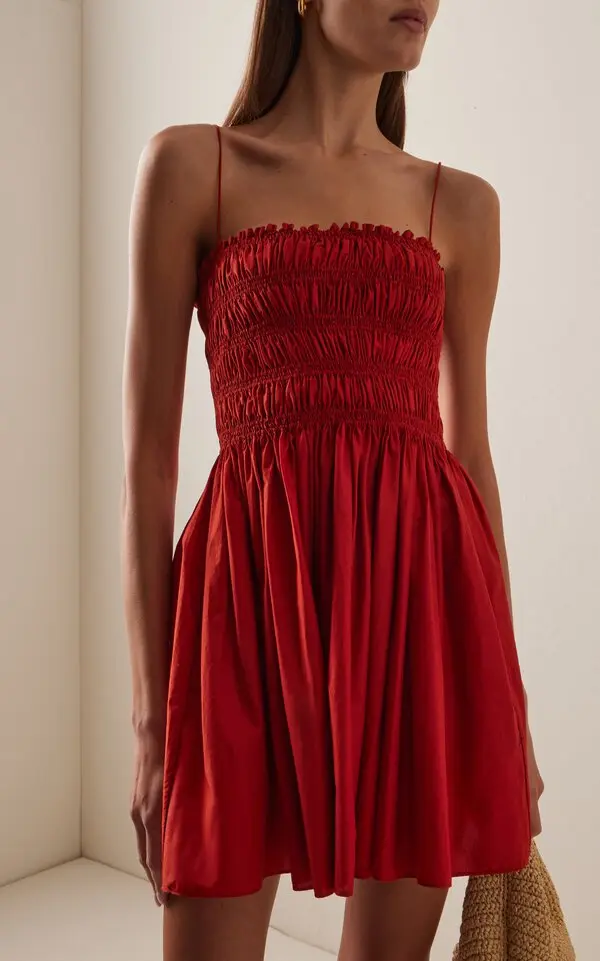 Matteau Shirred-bodice Mini Dress - Red