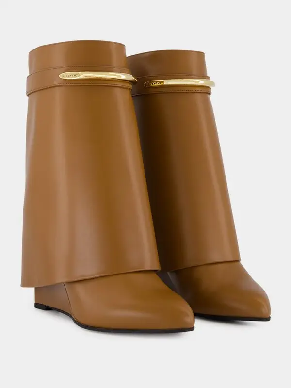 Givenchy Shark Ankle Boots In Leather - Brown