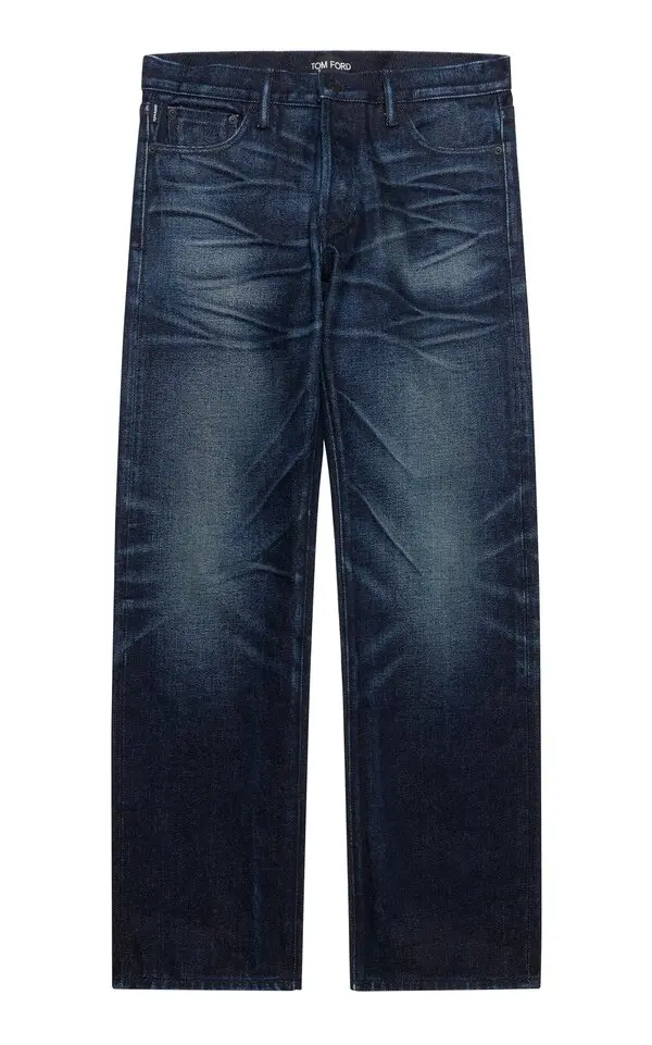 TOM FORD Stonewashed Rigid Wide-leg Jeans - Blue