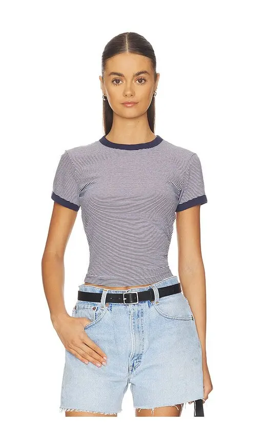 Good American Super Stretch Ringer Baby Tee