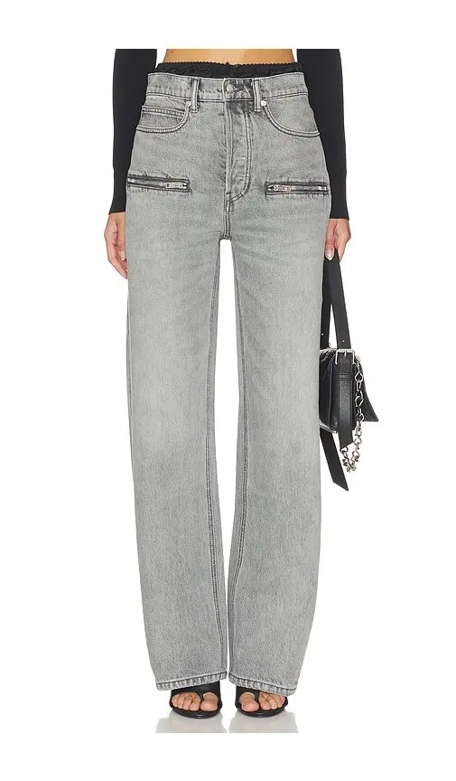 Alexander Wang Silk Prestyle Float Jeans With Horizontal Zips - Grey