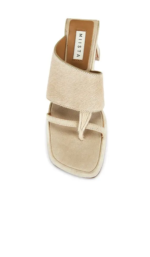 MIISTA Trisha Pony Asymmetric Thong Sandal - Beige