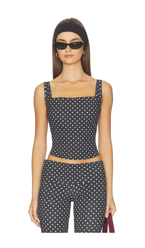 Miaou Luna Cropped Top With Polka Dot Print - Black