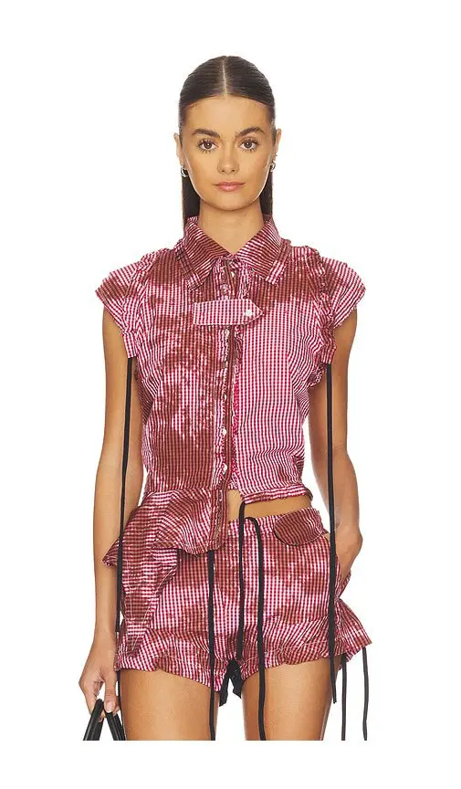 Ottolinger Picnic Ruched Ruffle Blouse - Red
