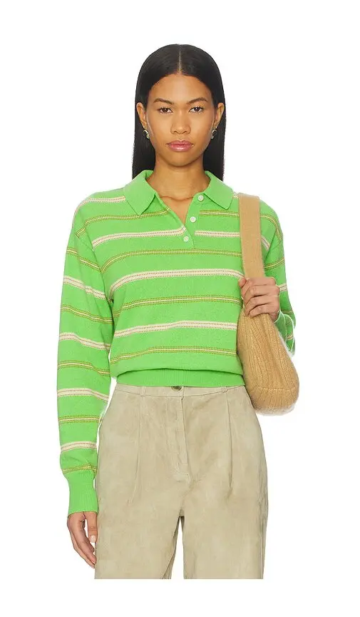 Guest In Residence Collegiate Stripe Polo - Green
