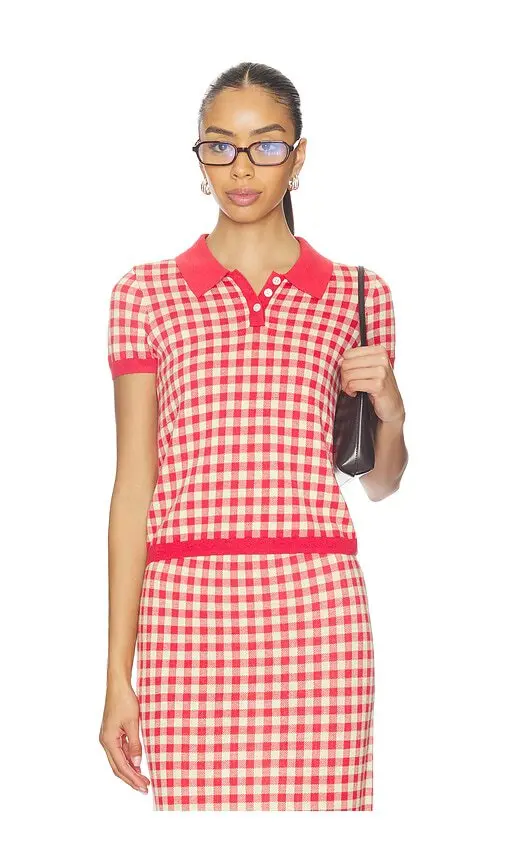 Guest In Residence Gingham Shrunken Polo - Red
