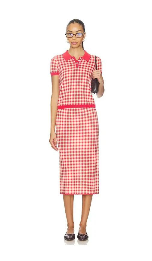 Guest In Residence Gingham Shrunken Polo - Red