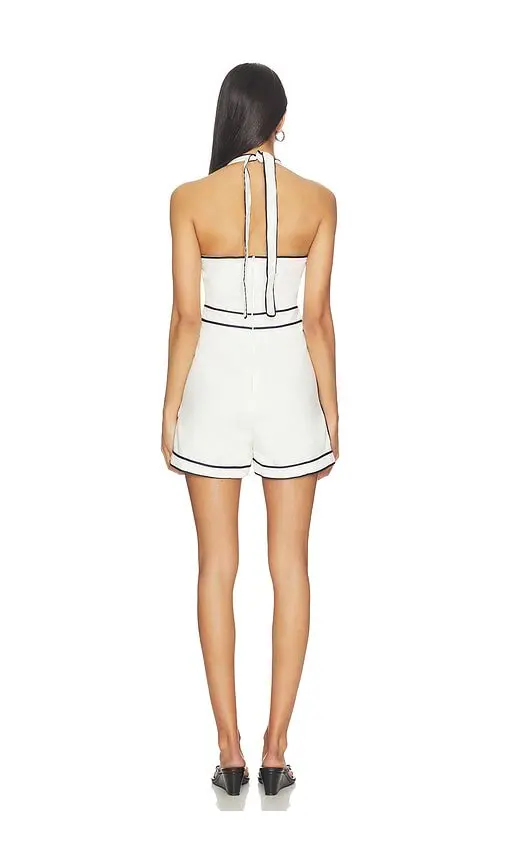 Line & Dot Halterneck Romper With Self-tie Closure