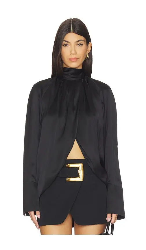 Balmain Draped Silk Blouse - Black