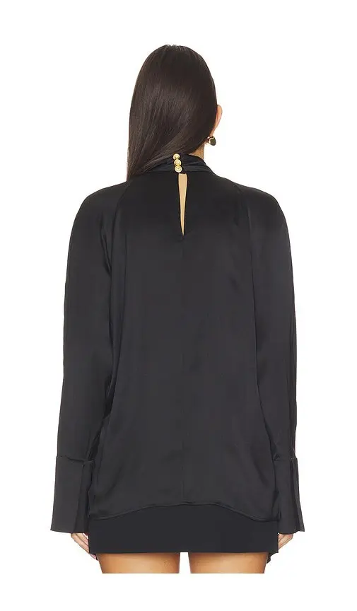 Balmain Draped Silk Blouse - Black