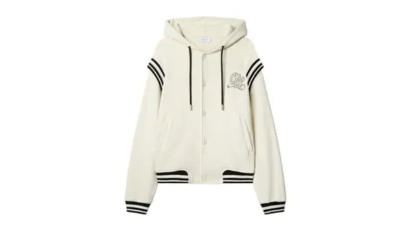 Off-White Fleece Varsity Hoodie - Neutrals