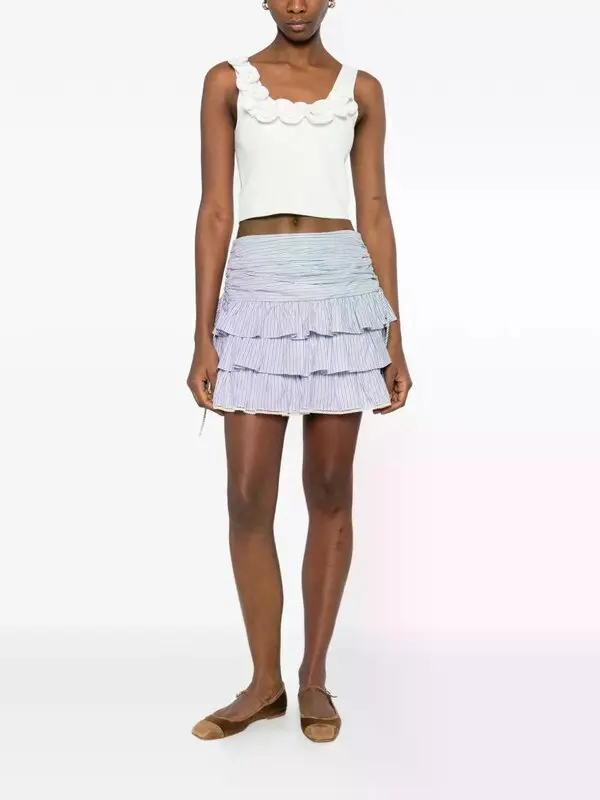 Sandro Floral Embellished Knit Cropped Top - White