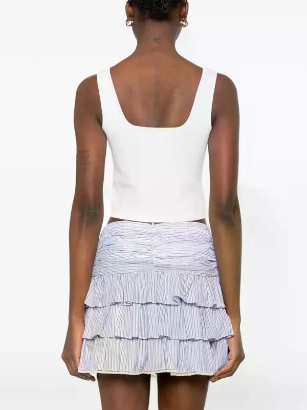 Sandro Floral Embellished Knit Cropped Top - White