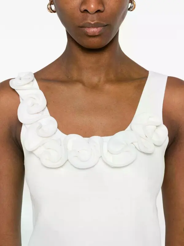 Sandro Floral Embellished Knit Cropped Top - White