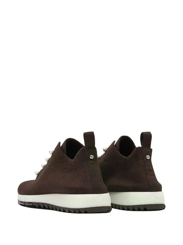 JIMMY CHOO Veles Cashmere Faux Pearl Detail Sneakers - Brown