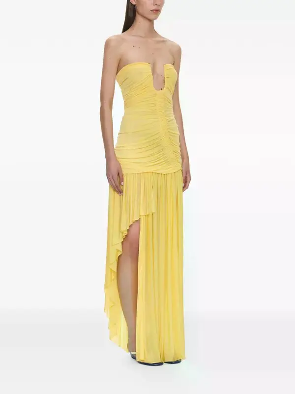 Christopher Esber Orion Strapless Ruched Maxi Dress - Yellow