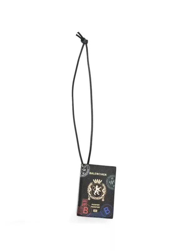 Balenciaga Passport Graphic Keyring - Black