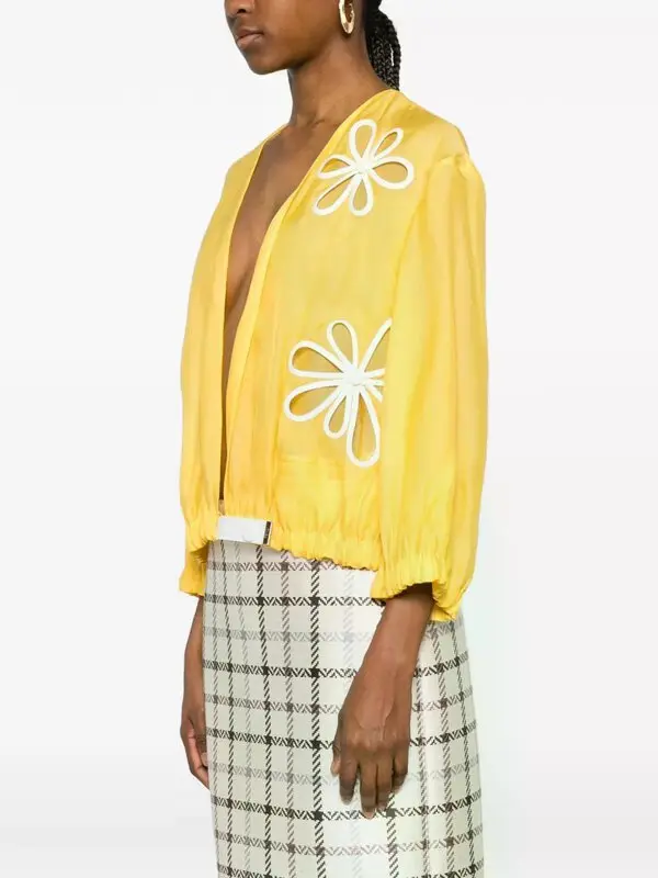 Fendi Organza Floral Appliqué Bomber Jacket