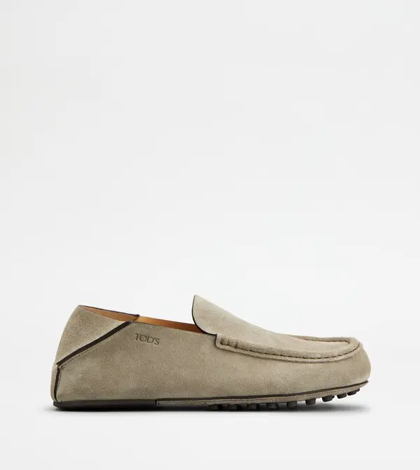 TOD'S Suede Slipper Loafers - Grey