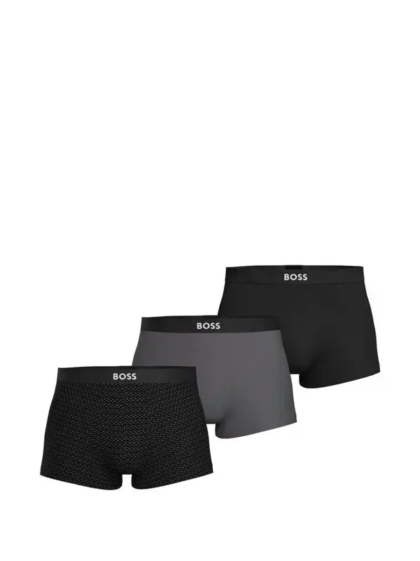 BOSS Three-pack Of Stretch-cotton Trunks With Logos - Black