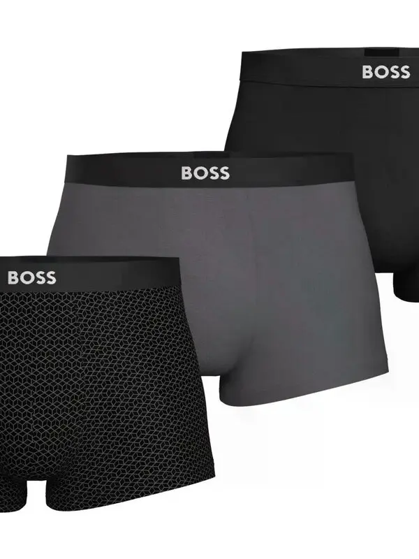 BOSS Three-pack Of Stretch-cotton Trunks With Logos