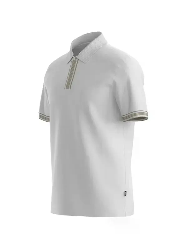 BOSS Zip-up Striped-trim Polo Shirt